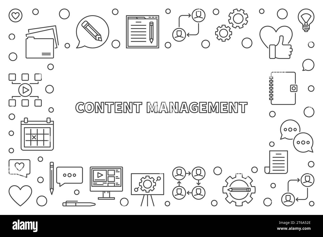 Content Management vector concept thin line horizontal minimal frame Stock Vector Image & Art ...