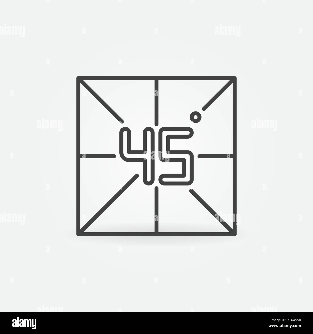 Vector 45 degrees concept minimal icon or symbol in linear style Stock ...
