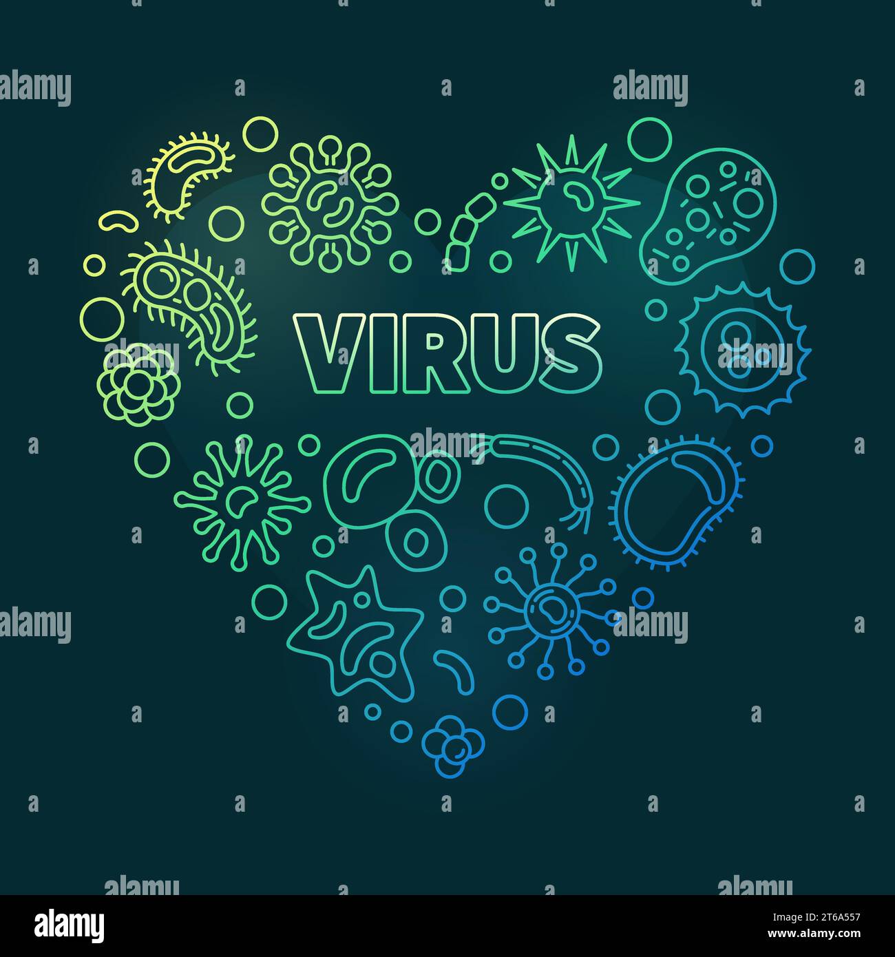 Virus colored Heart made with outline viruses icons - vector concept ...