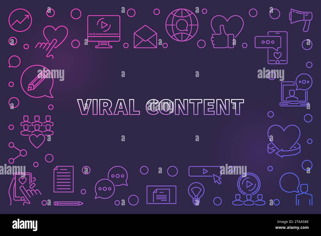 Viral Content vector colorful concept linear frame or illustration on ...