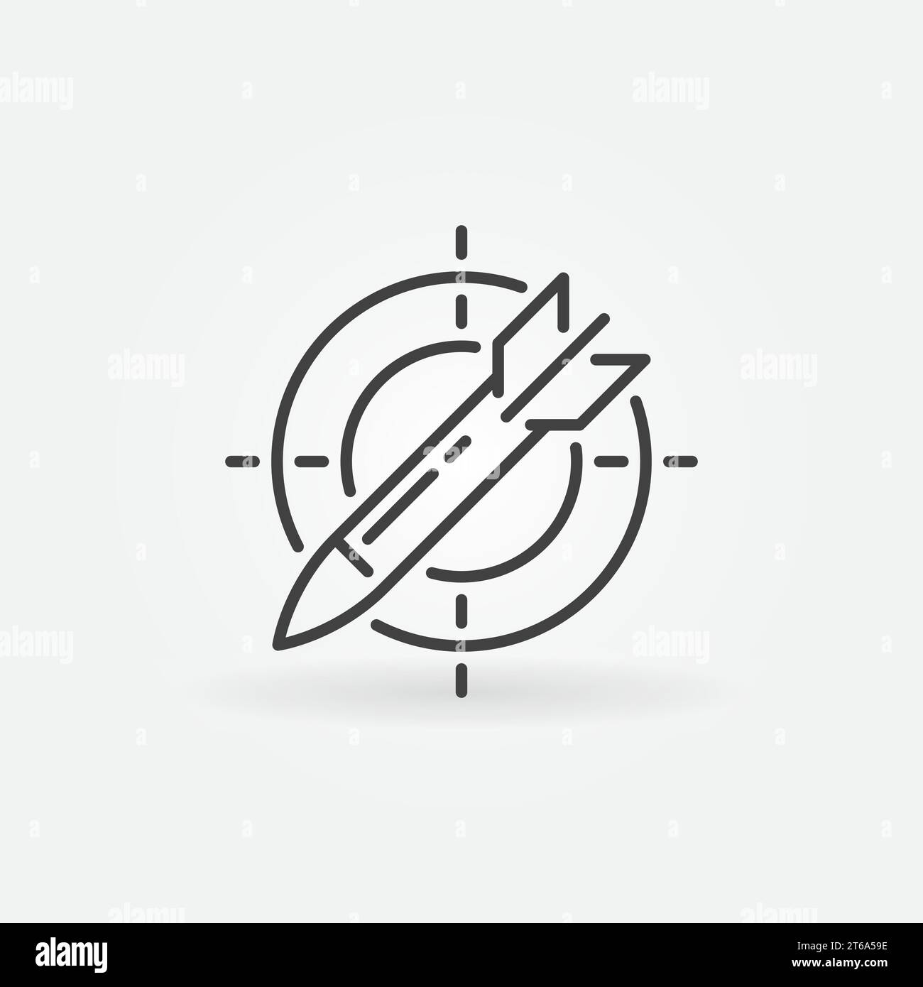 Missile in Target outline icon. Vector shoot down the rocket concept ...