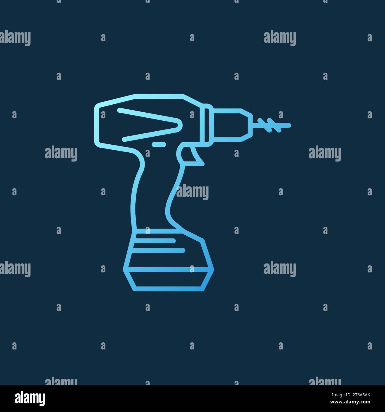 Electric Screwdriver vector blue linear icon or logo element on dark ...