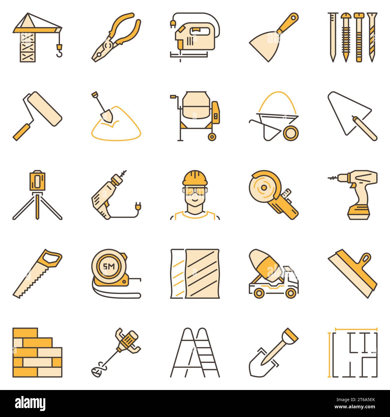 Building colored concept icons set. Construction creative signs or ...