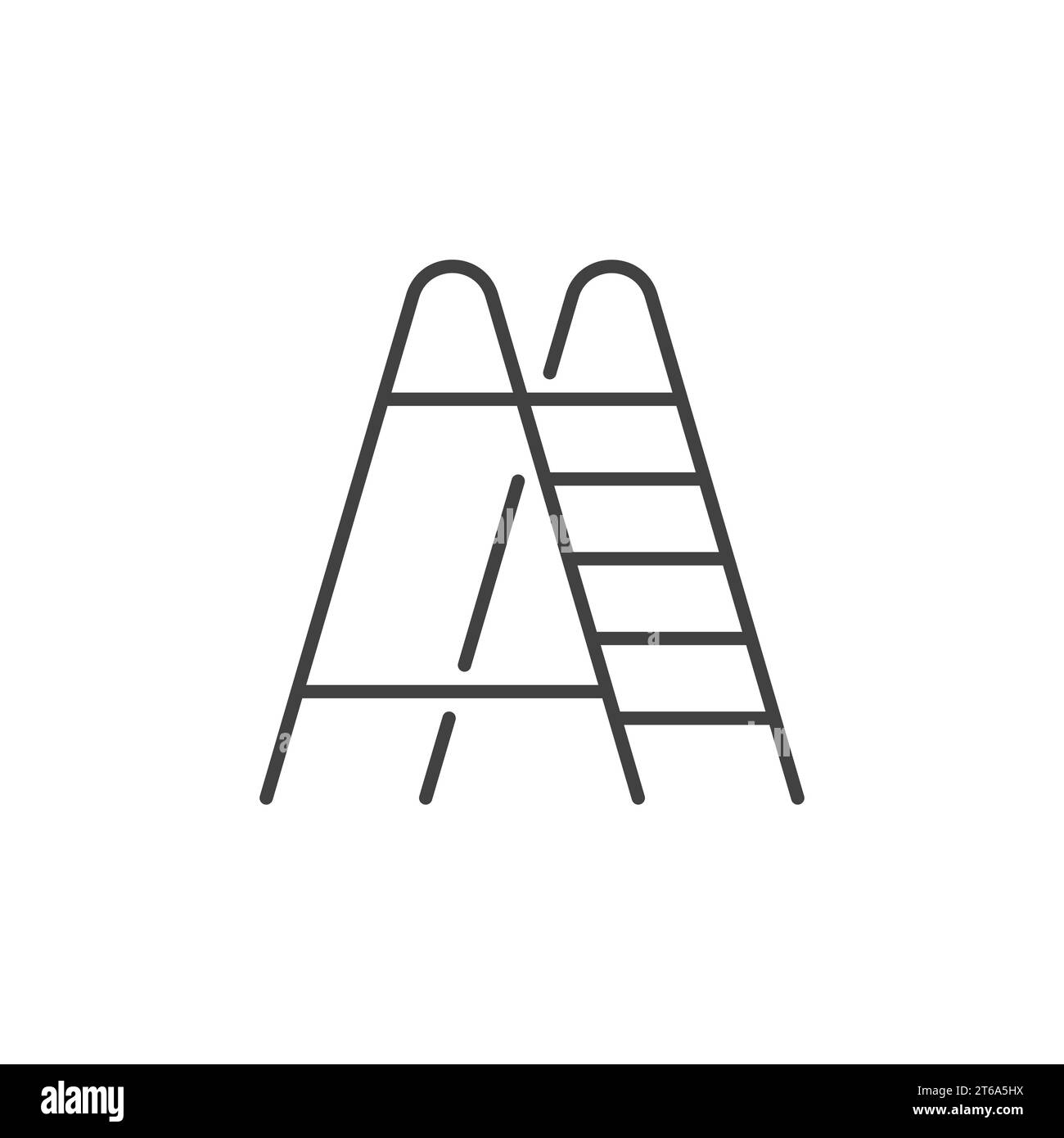 Ladder vector concept linear icon. Stepladder sign in outline style ...