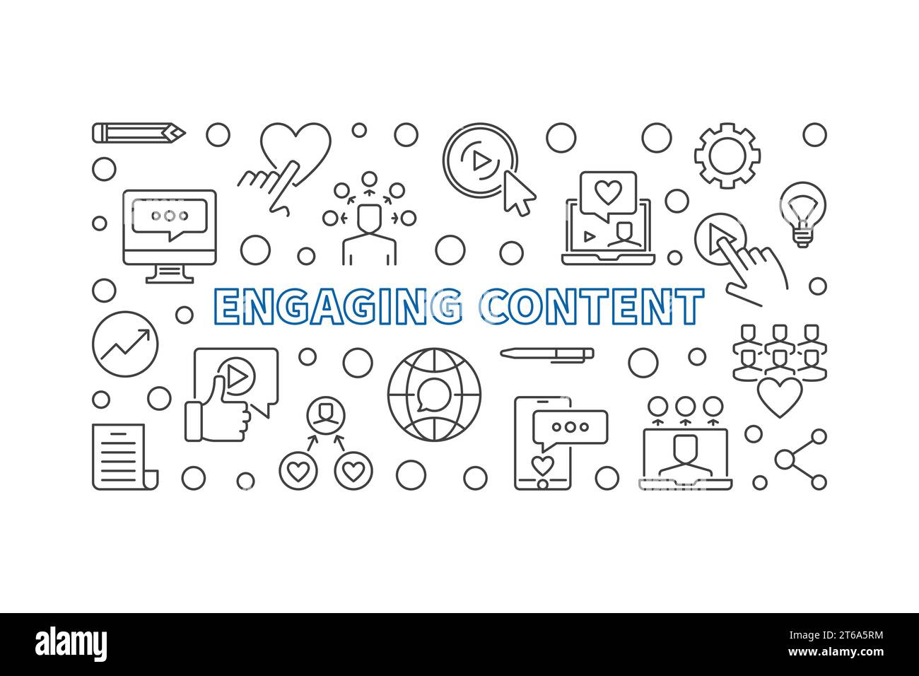 Engaging content vector concept outline horizontal banner or ...