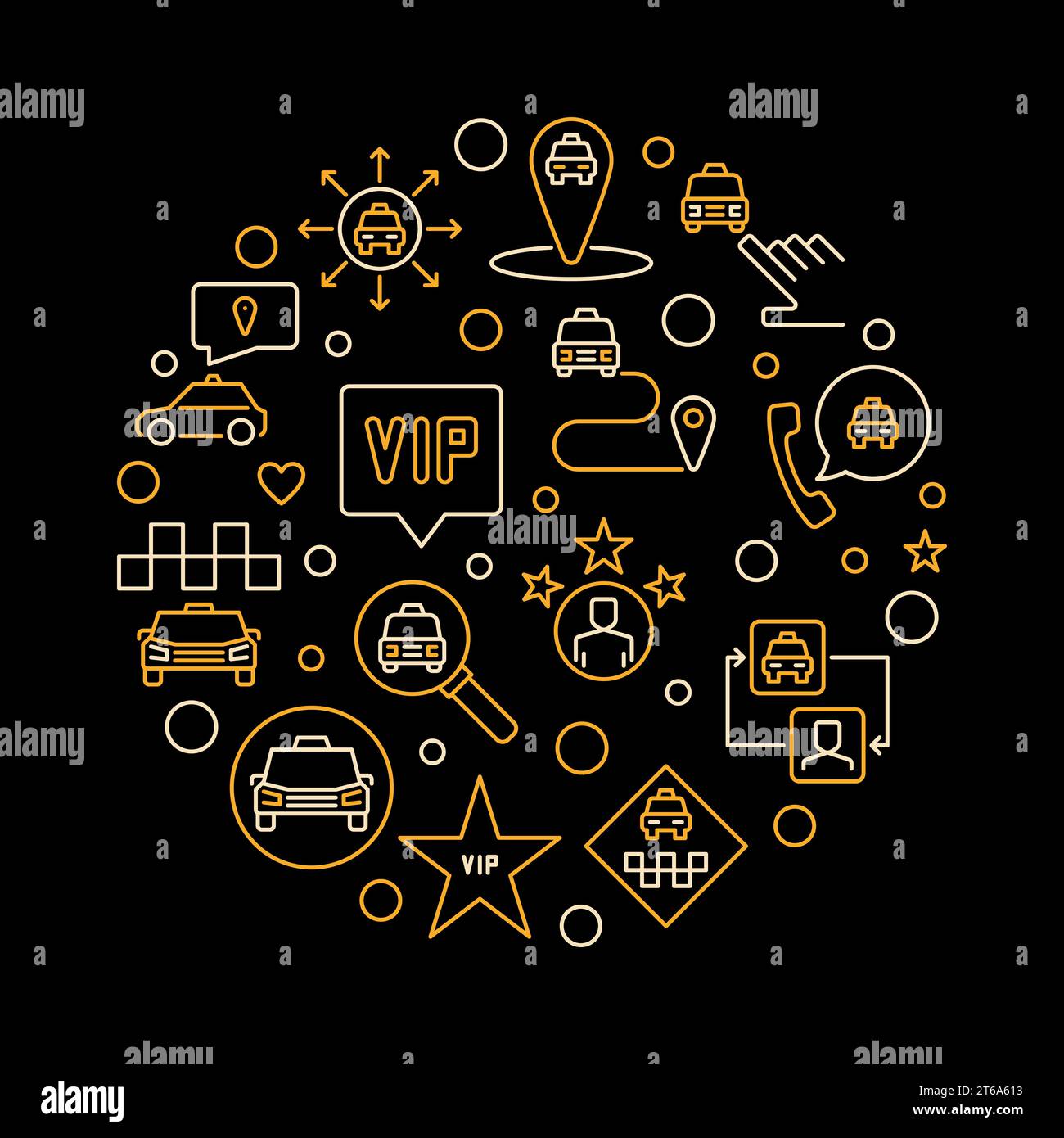 VIP Taxi vector concept round creative linear illustration Stock Vector ...