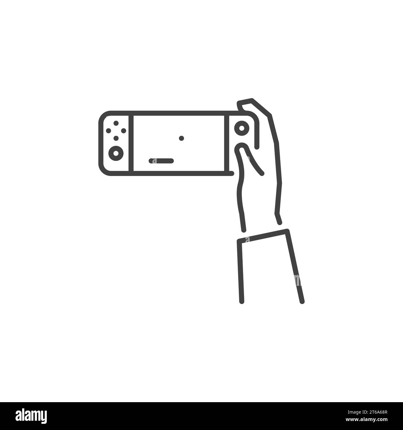Hand with Handheld Game Console vector concept icon or symbol in thin line style Stock Vector ...