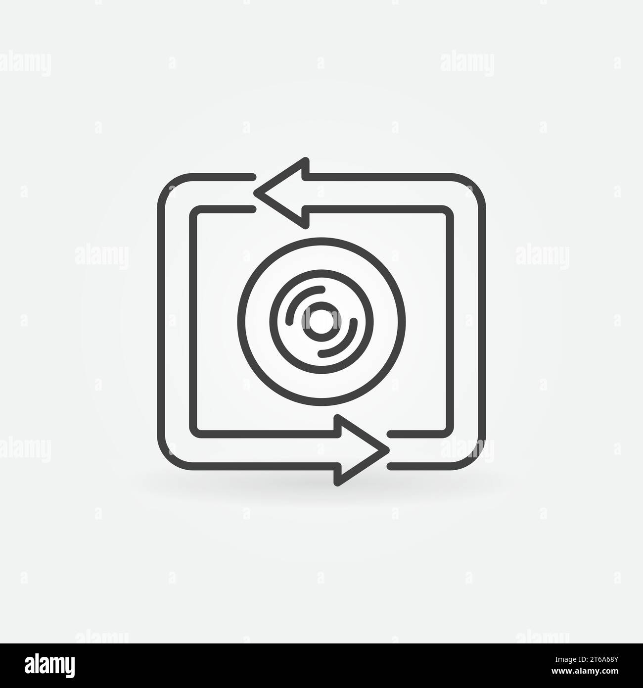 Camera lens inside arrows vector concept icon or symbol in outline ...