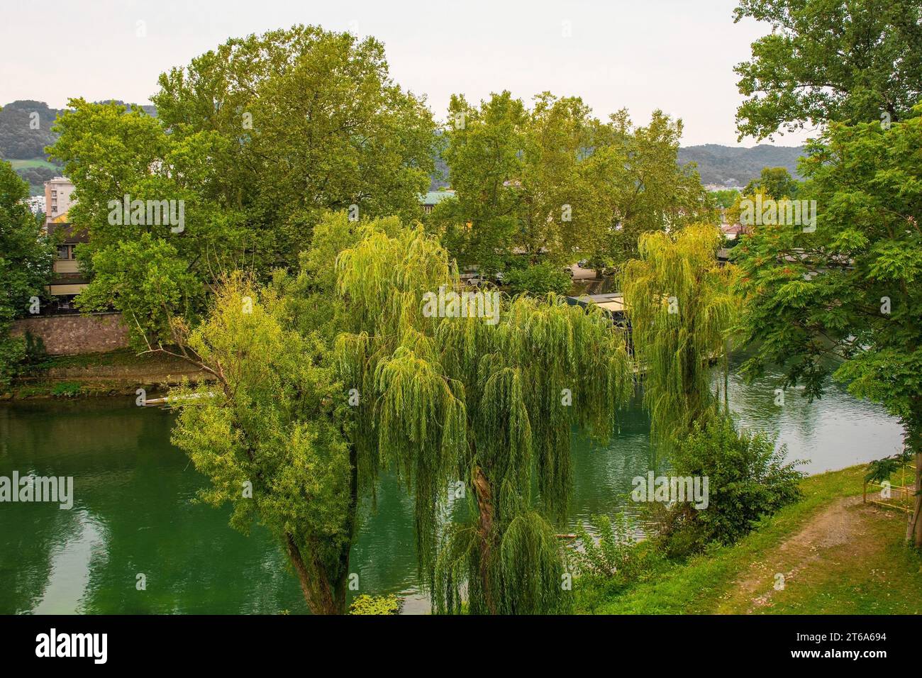 Vrbas River as it flows through Banja Luka in Republika Srpska, Bosnia ...