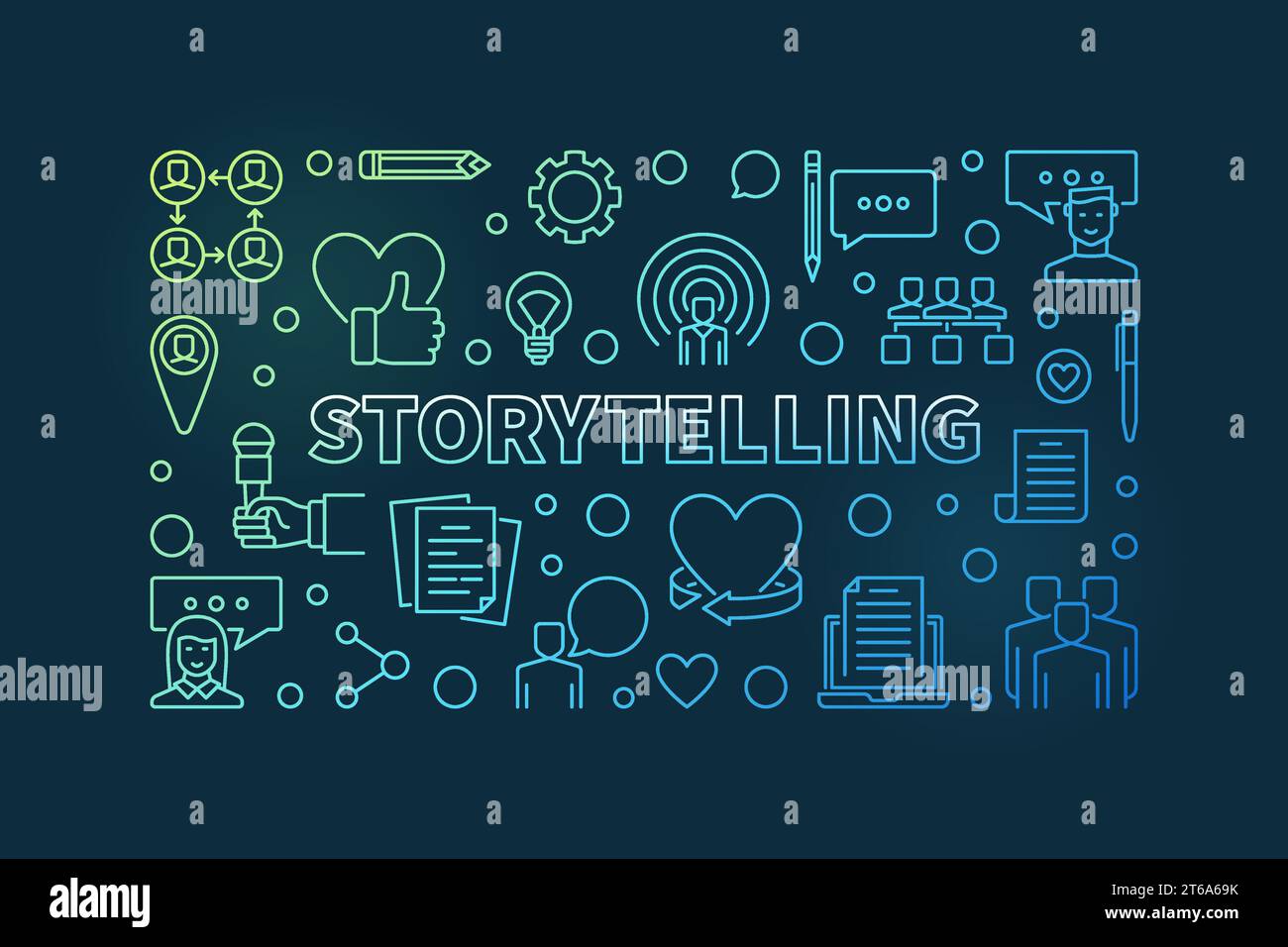 Vector Storytelling concept colorful outline horizontal banner or ...
