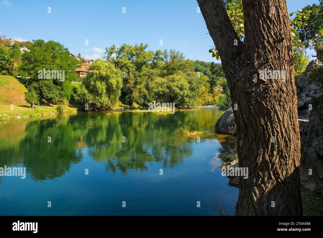 The Vrbas River as it flows through Srpske Toplice south east of Banja ...