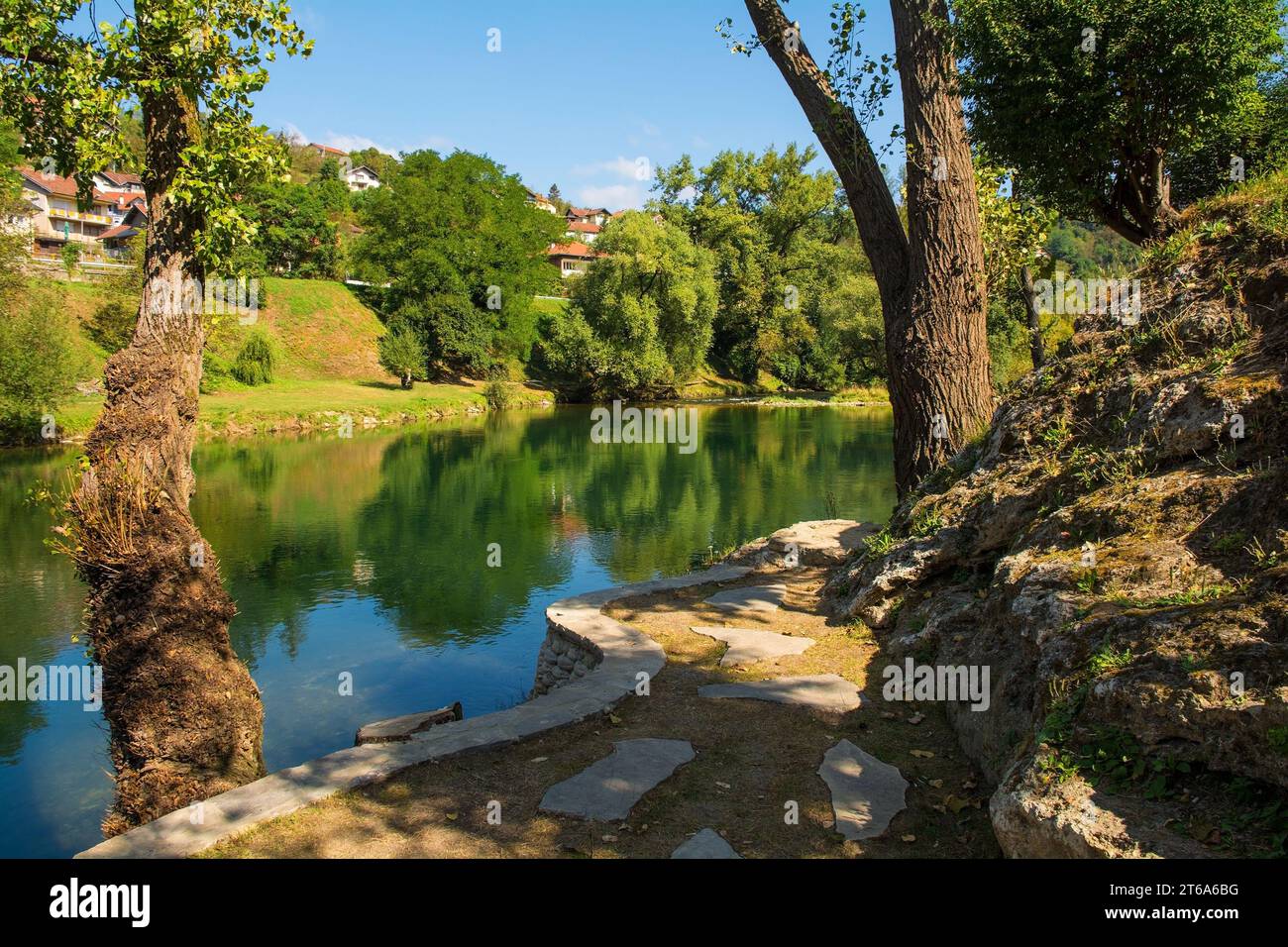The Vrbas River as it flows through Srpske Toplice south east of Banja ...