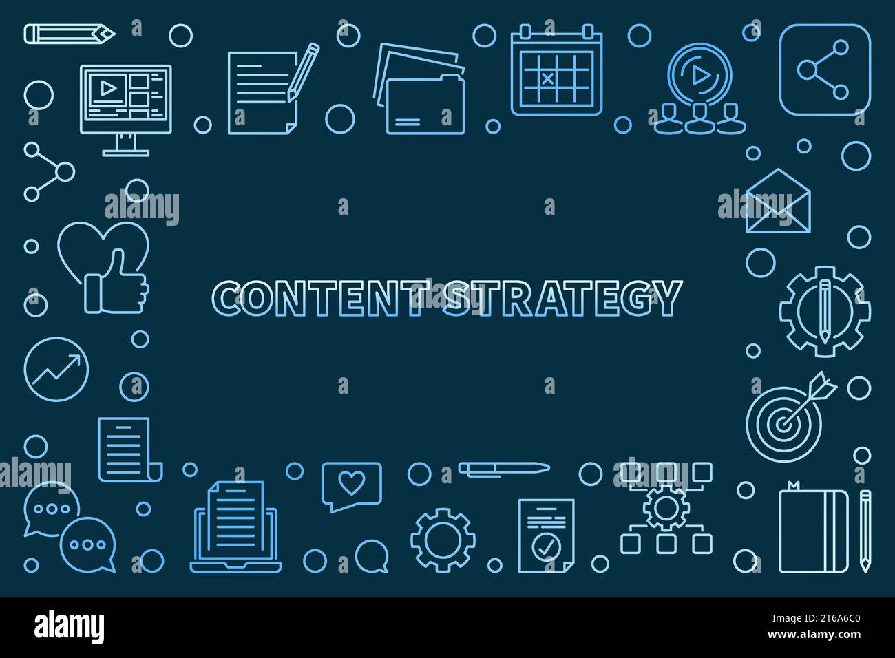 Content Strategy concept outline colorful vector horizontal frame on ...