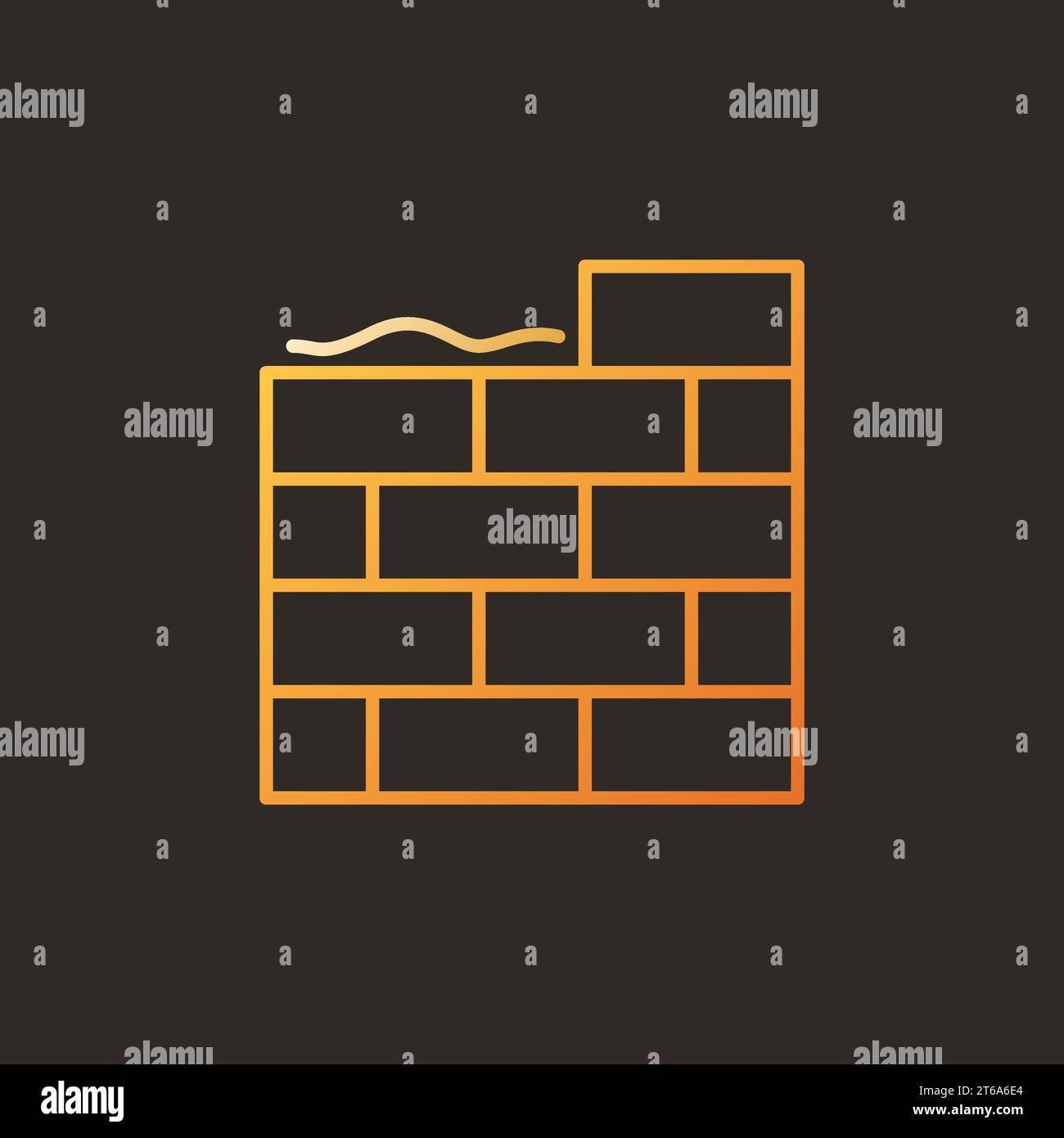 Masonry vector creative colorful icon in outline style on dark ...