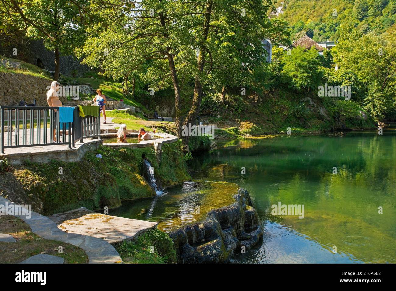 Srpske Toplice, Bosnia - 5 Sept 2023. Vrucica Hot Springs on the Vrbas ...
