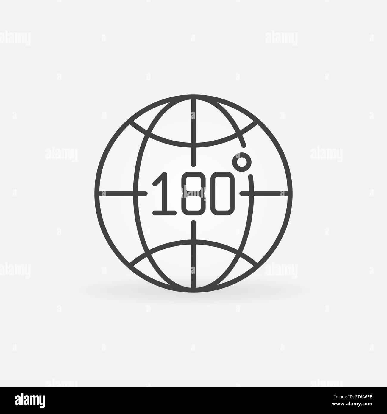 Earth Globe with 180 degrees vector concept icon or symbol in outline ...