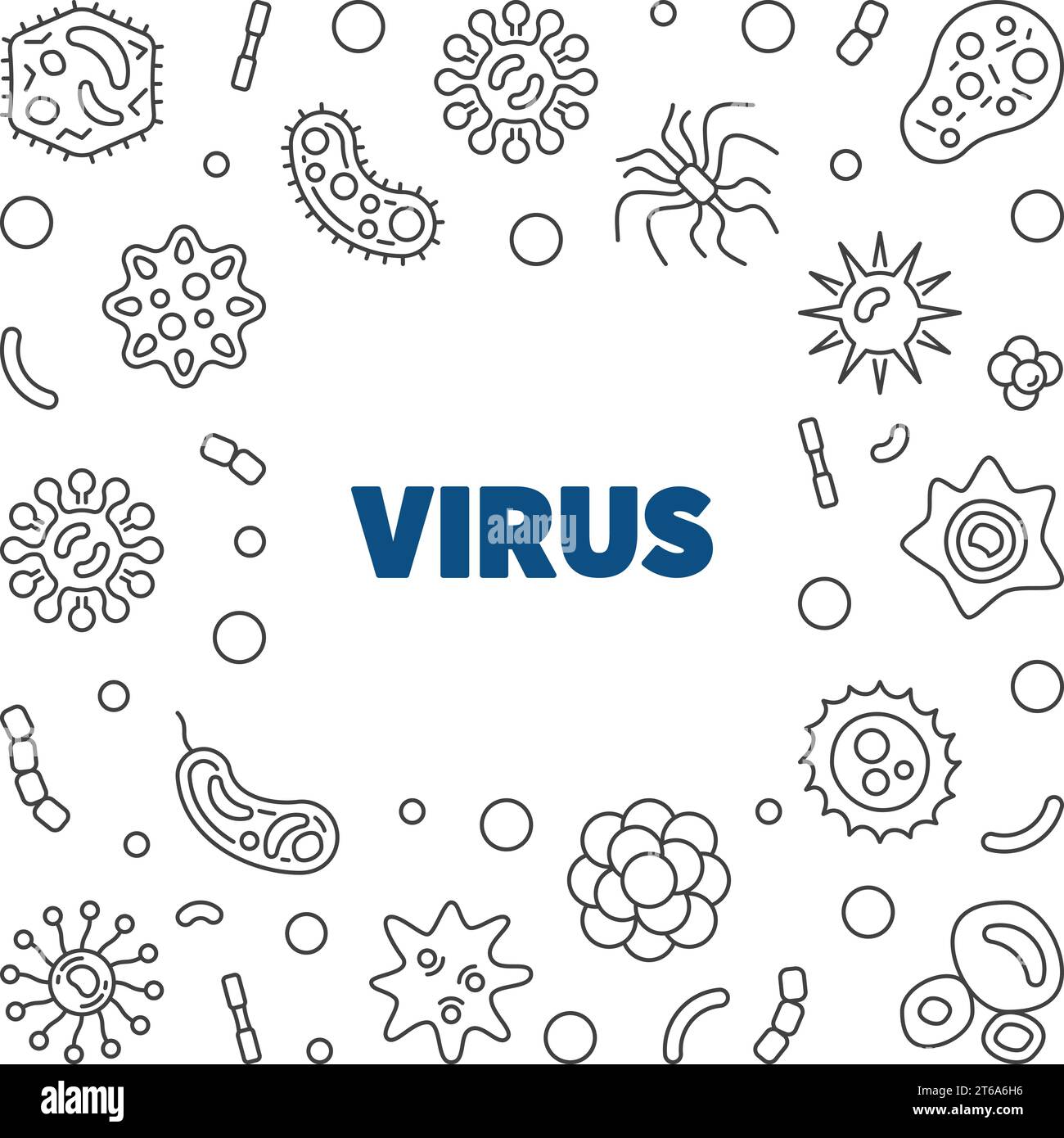 Virus vector concept frame made with microbes and viruses outline icons ...