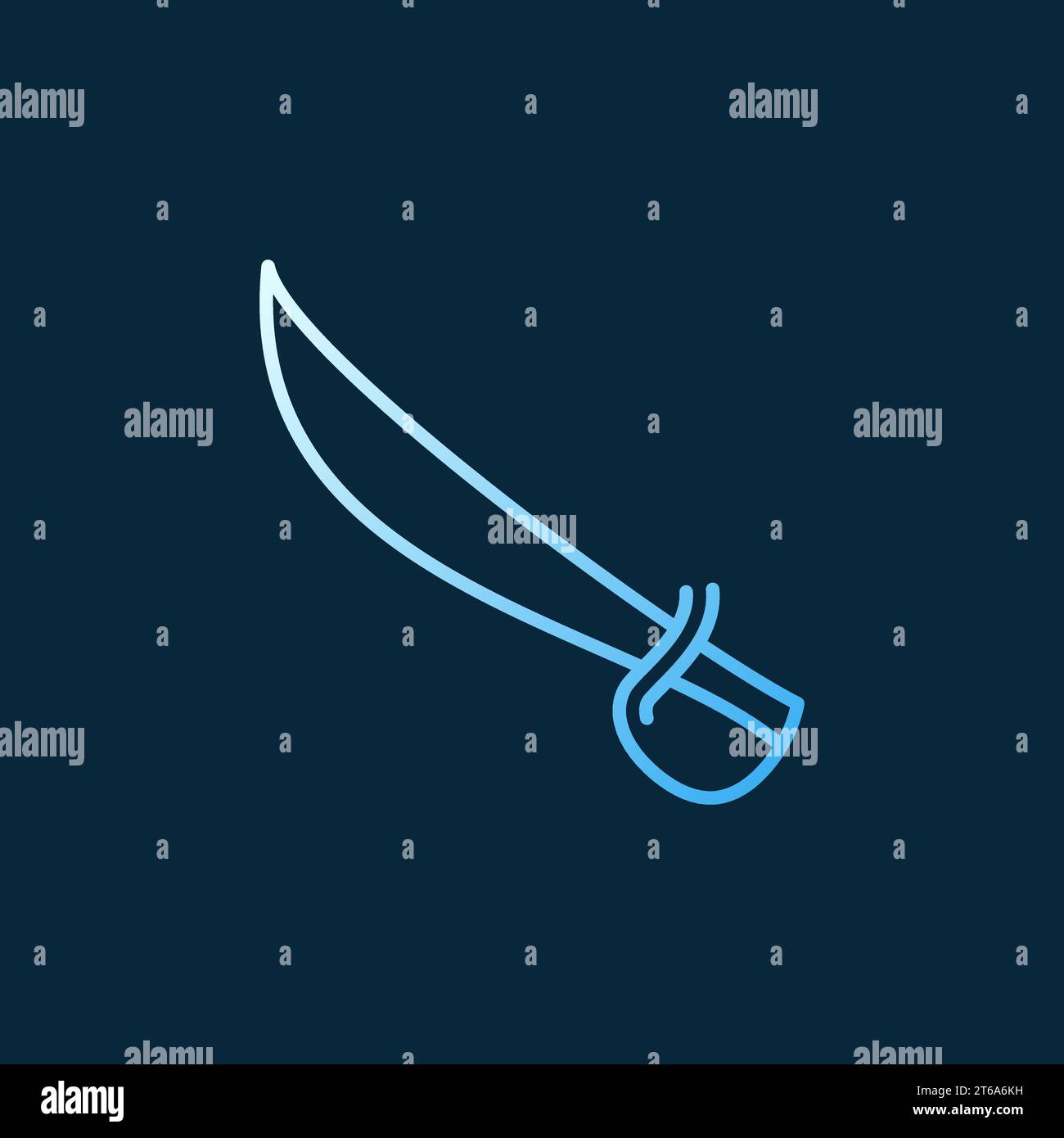 Scimitar Sword vector concept outline colored icon or sign on dark ...
