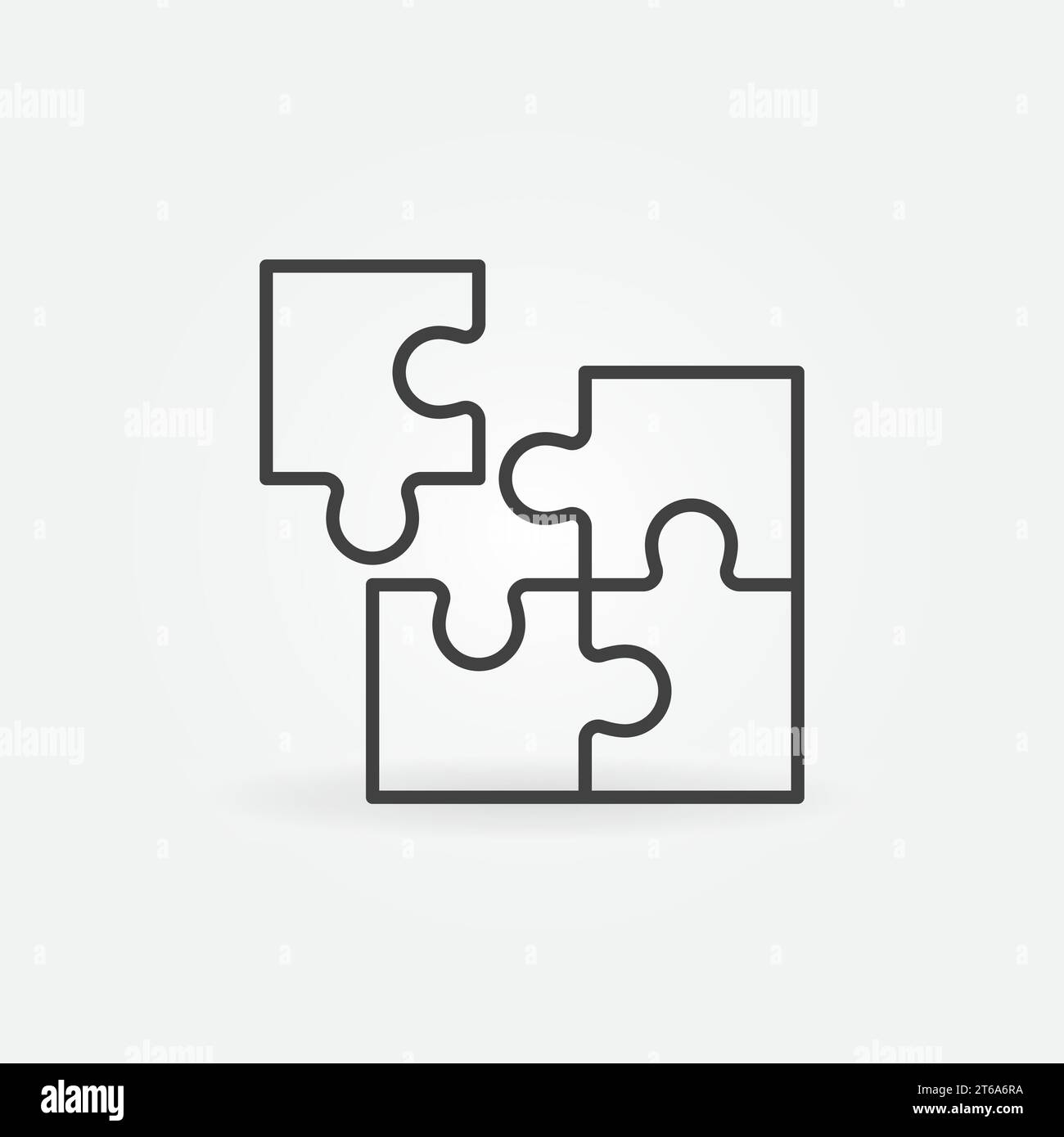 Four parts Puzzle vector concept icon or symbol in thin line style ...