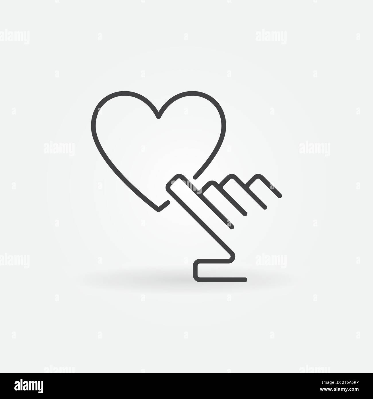 Hand tap on Heart outline icon. Online Donation vector concept line ...
