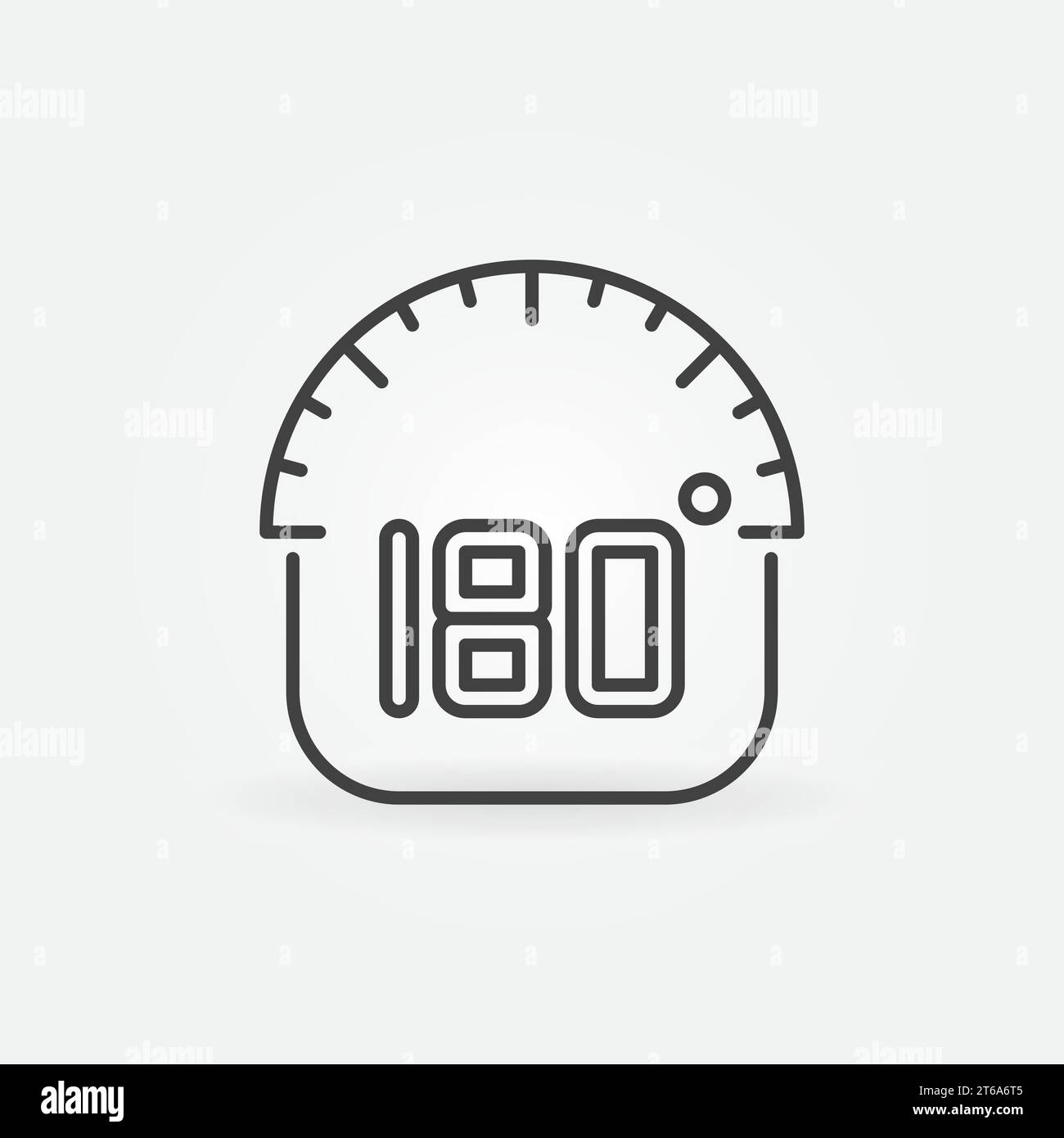 Vector 180 degrees angle outline icon or geometry concept linear symbol ...