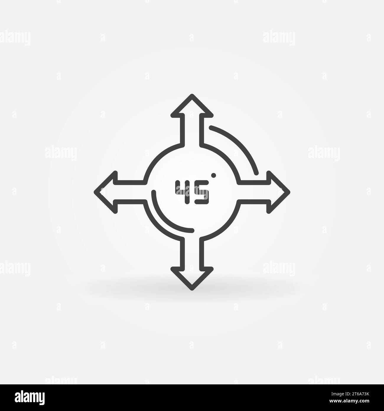 Arrows and 45 degrees sign vector concept outline icon or symbol Stock ...