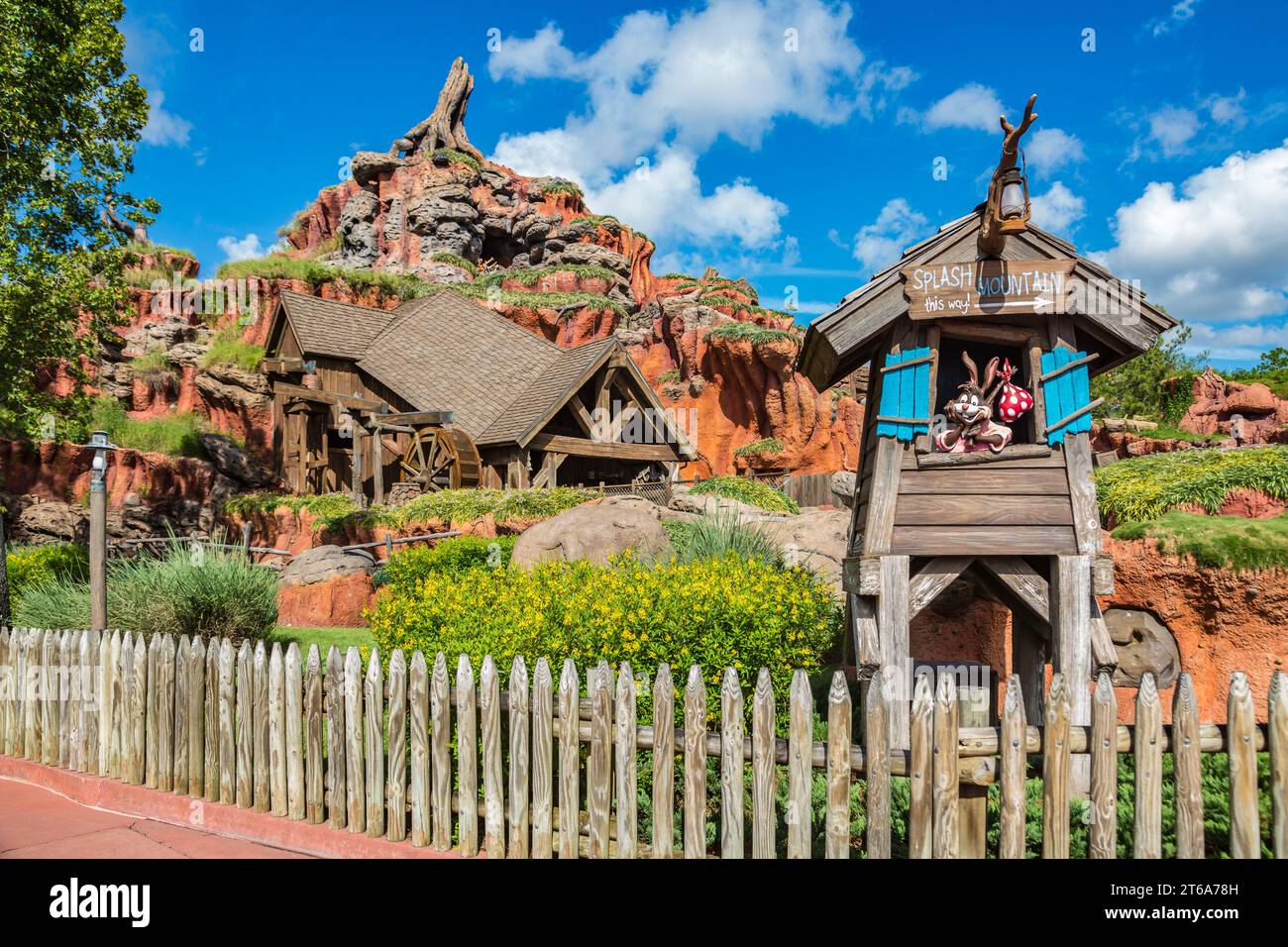 Splash Mountain log ride attraction in the Frontierland area of Magic Kingdom at Walt Disney ...