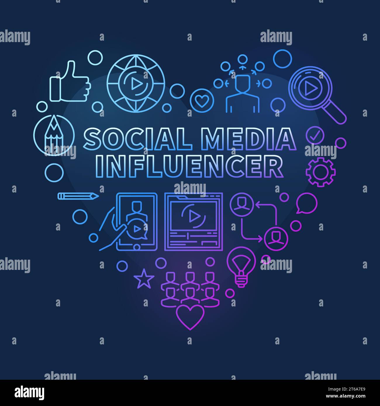 Social Media Influencer Heart vector colorful concept outline ...