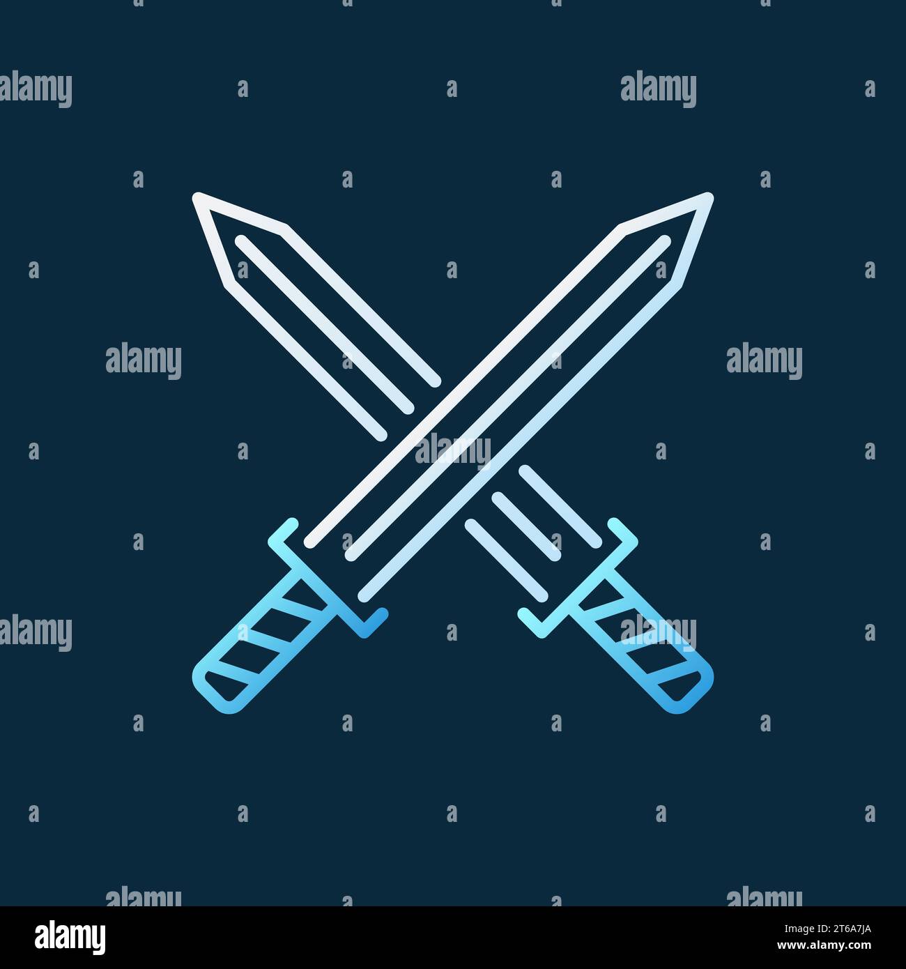 Vector Crossed Swords colored outline icon on dark background Stock ...