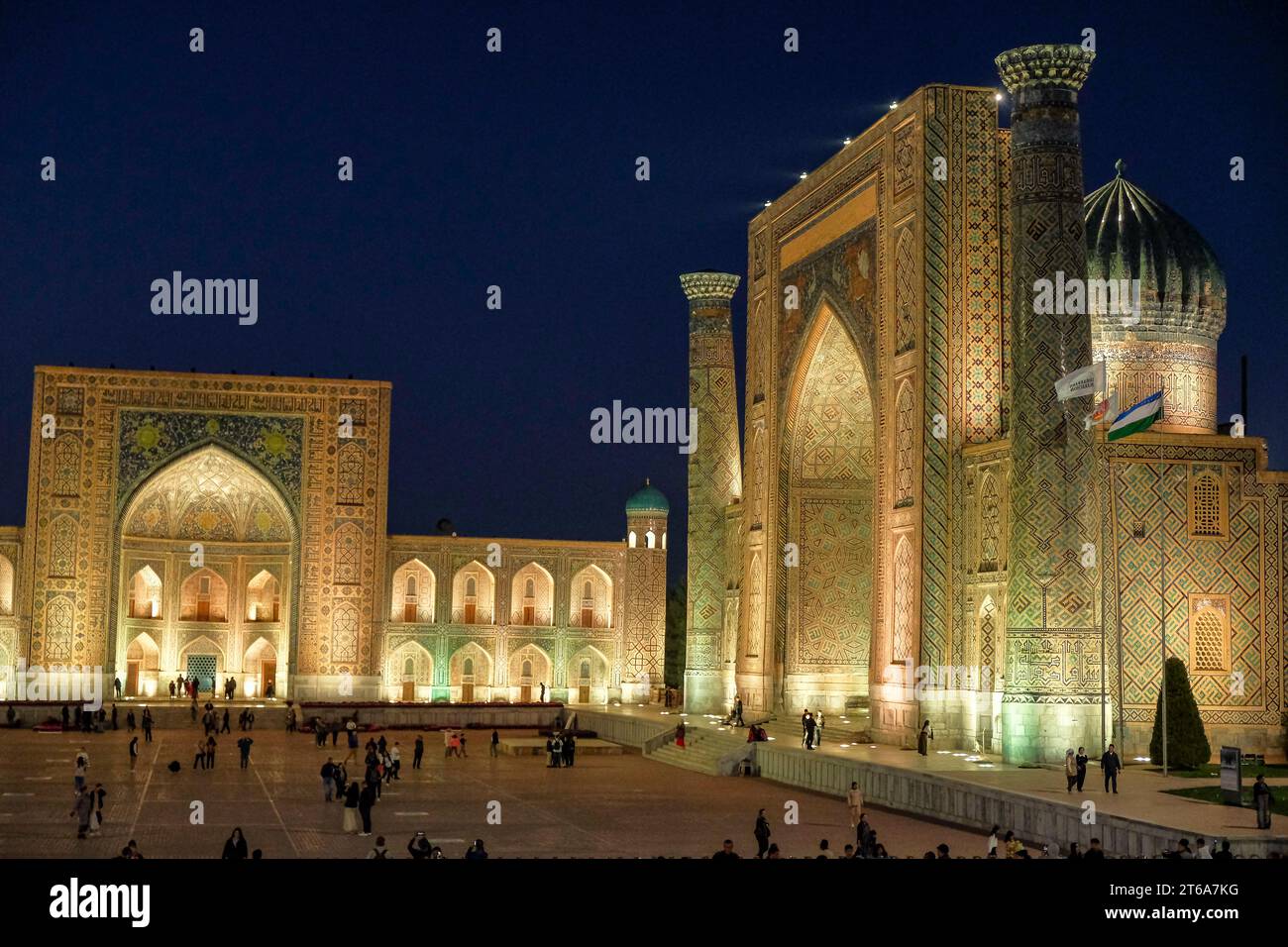 Samarkand, Uzbekistan - November 4, 2023: People visiting the Registan ...