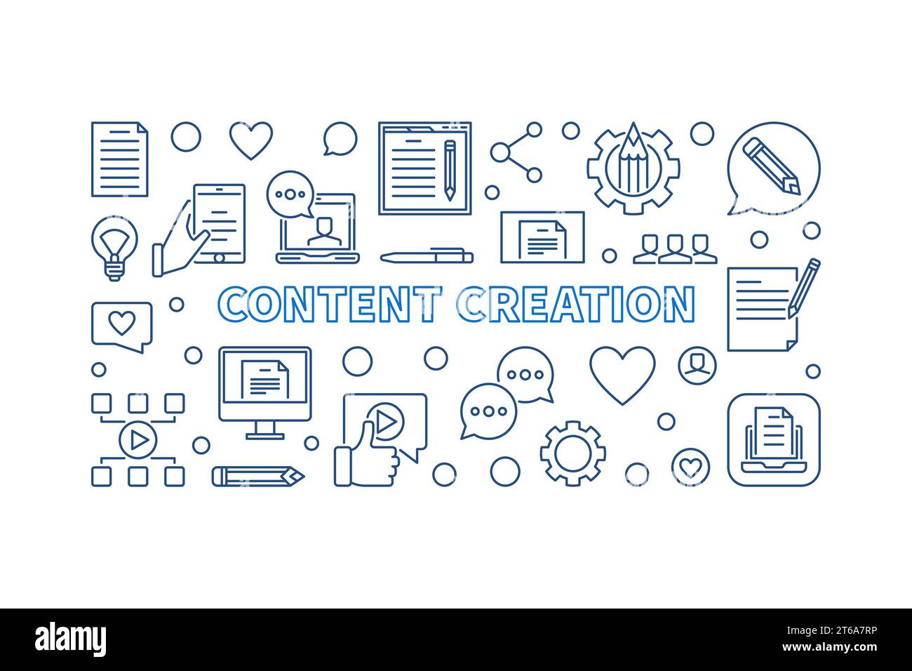 Content Creation vector concept outline horizontal banner or ... Content Creation vector concept outline horizontal banner or ...