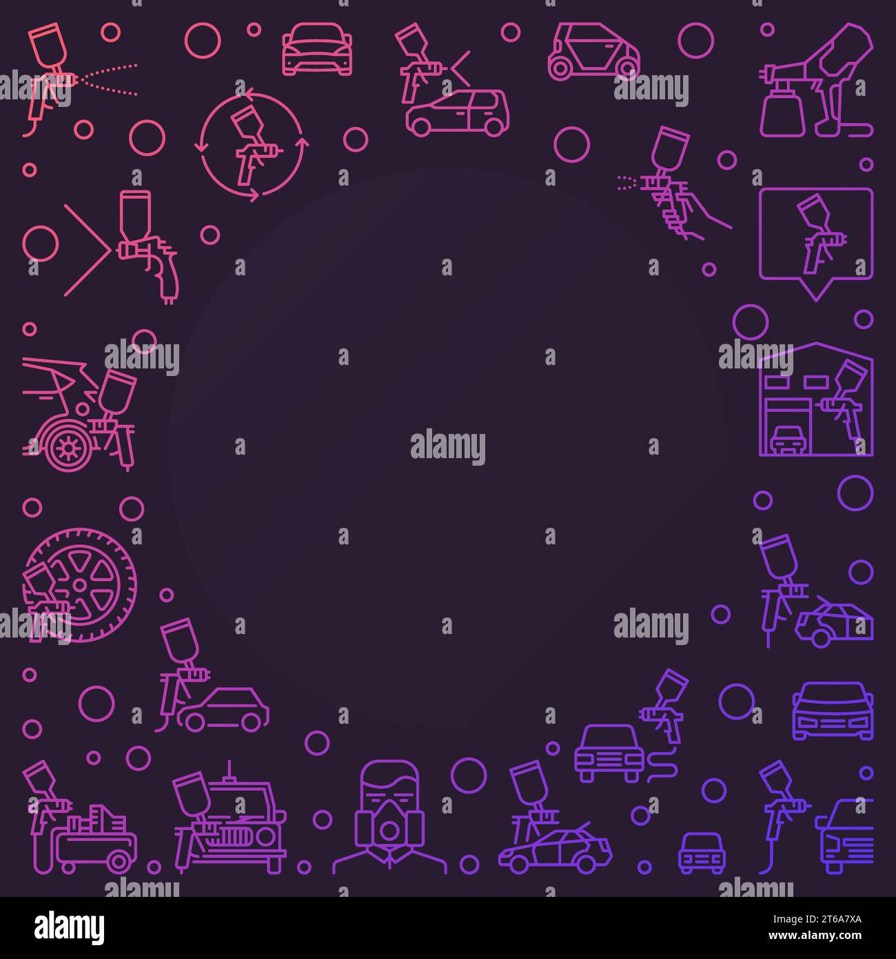 Professional Auto Body Painting thin line colorful frame - vector Car ...