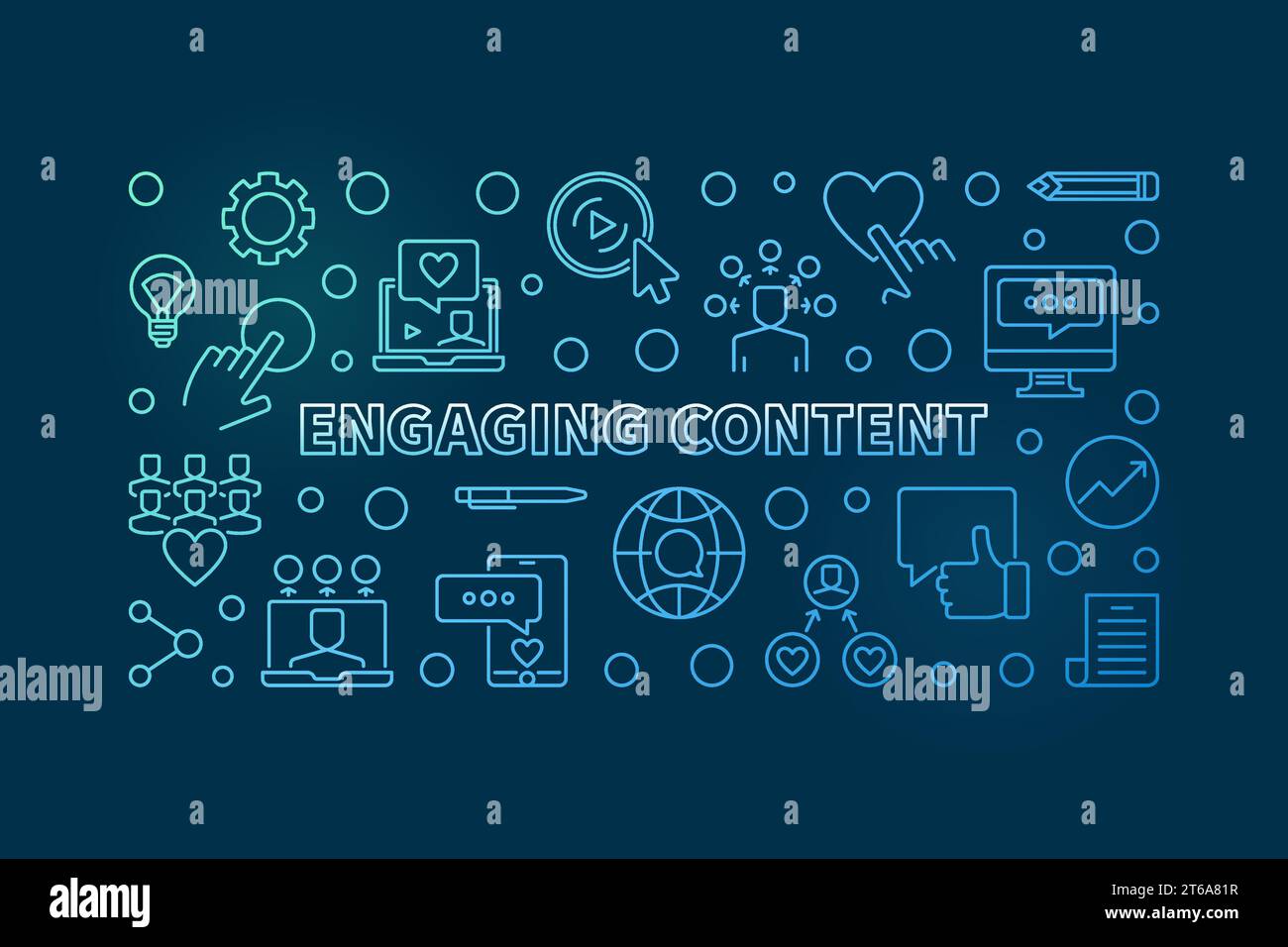 Engaging content vector concept colorful linear horizontal banner or ...