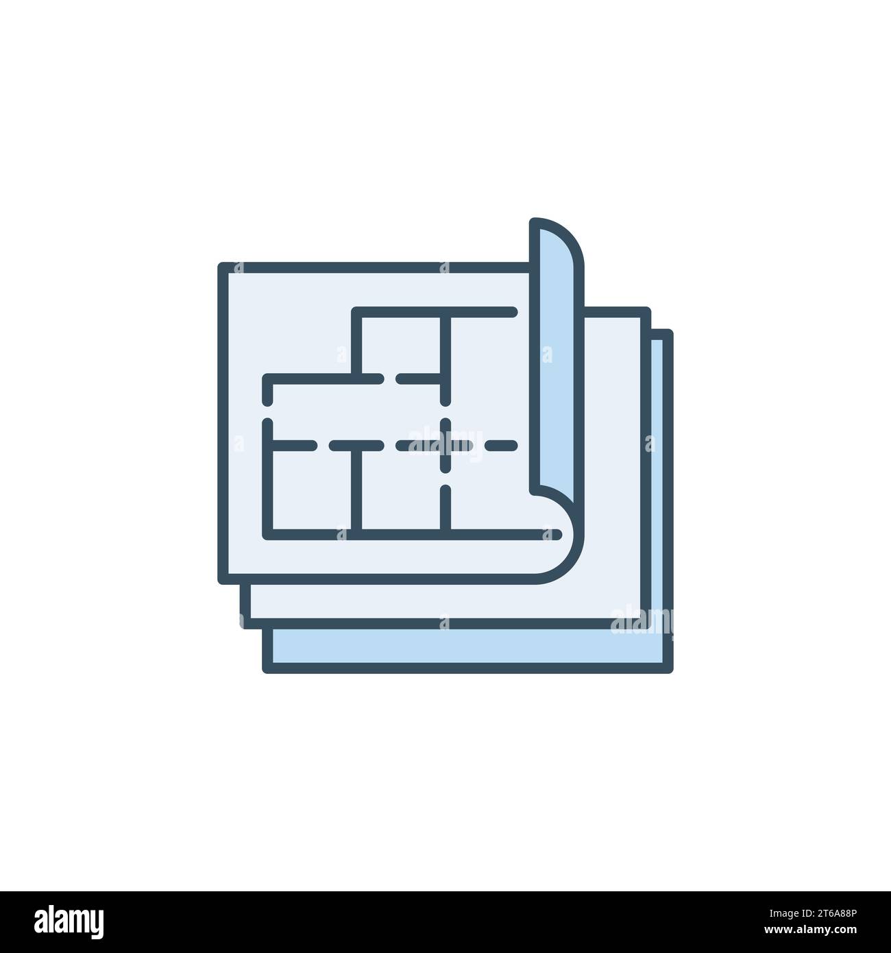 House Plan or Blueprint vector colored concept icon or logo element ...