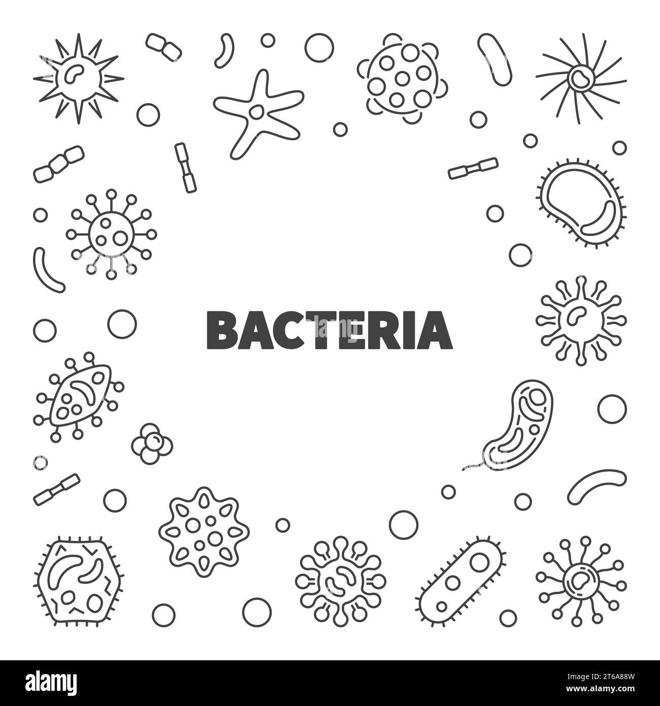 Bacteria vector concept frame or illustration in outline style Stock ...