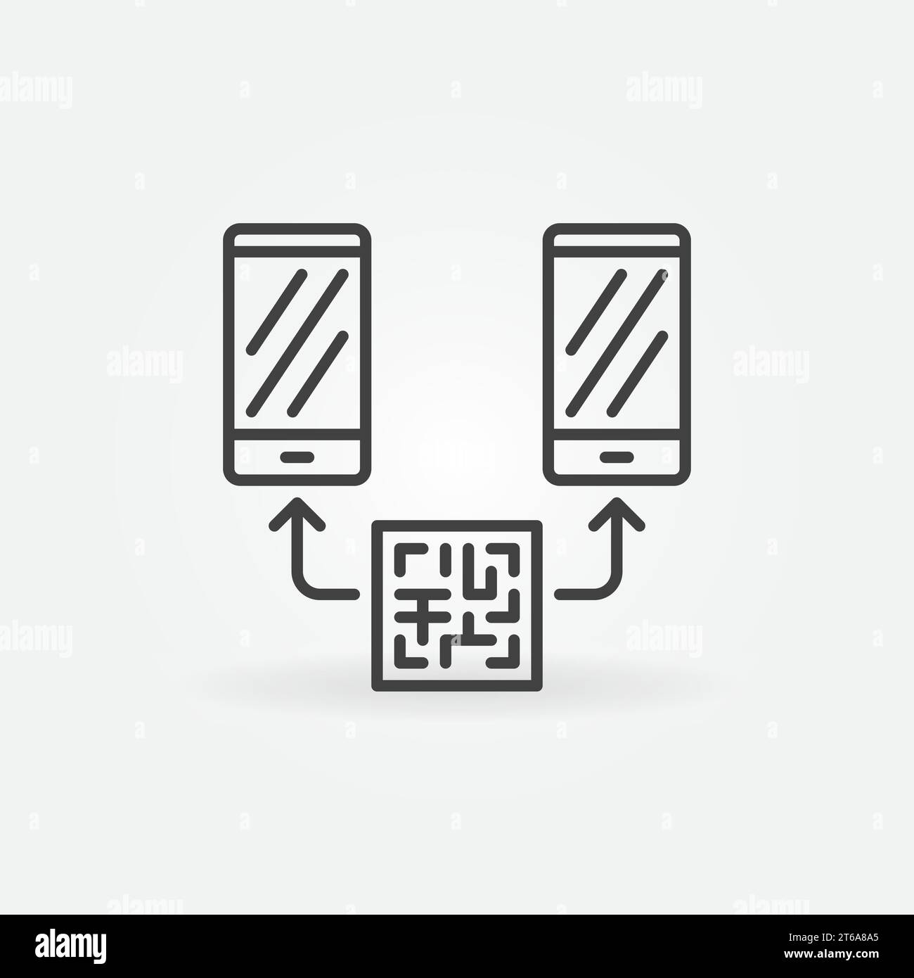 Two Smartphones with QR Code outline vector concept icon or design ...