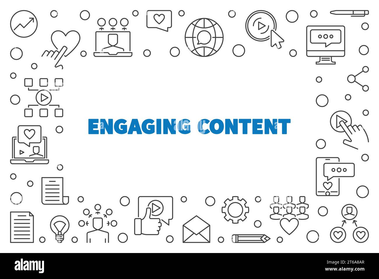 Engaging Content vector concept simple outline frame or illustration ...