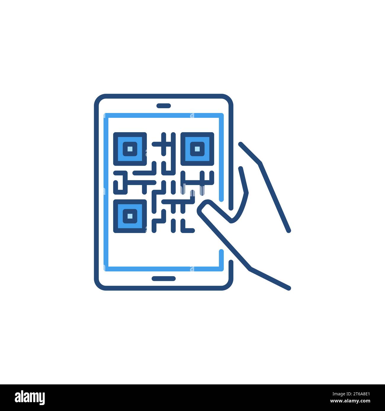 Tablet with QR Code in Hand vector concept colored icon or symbol Stock ...