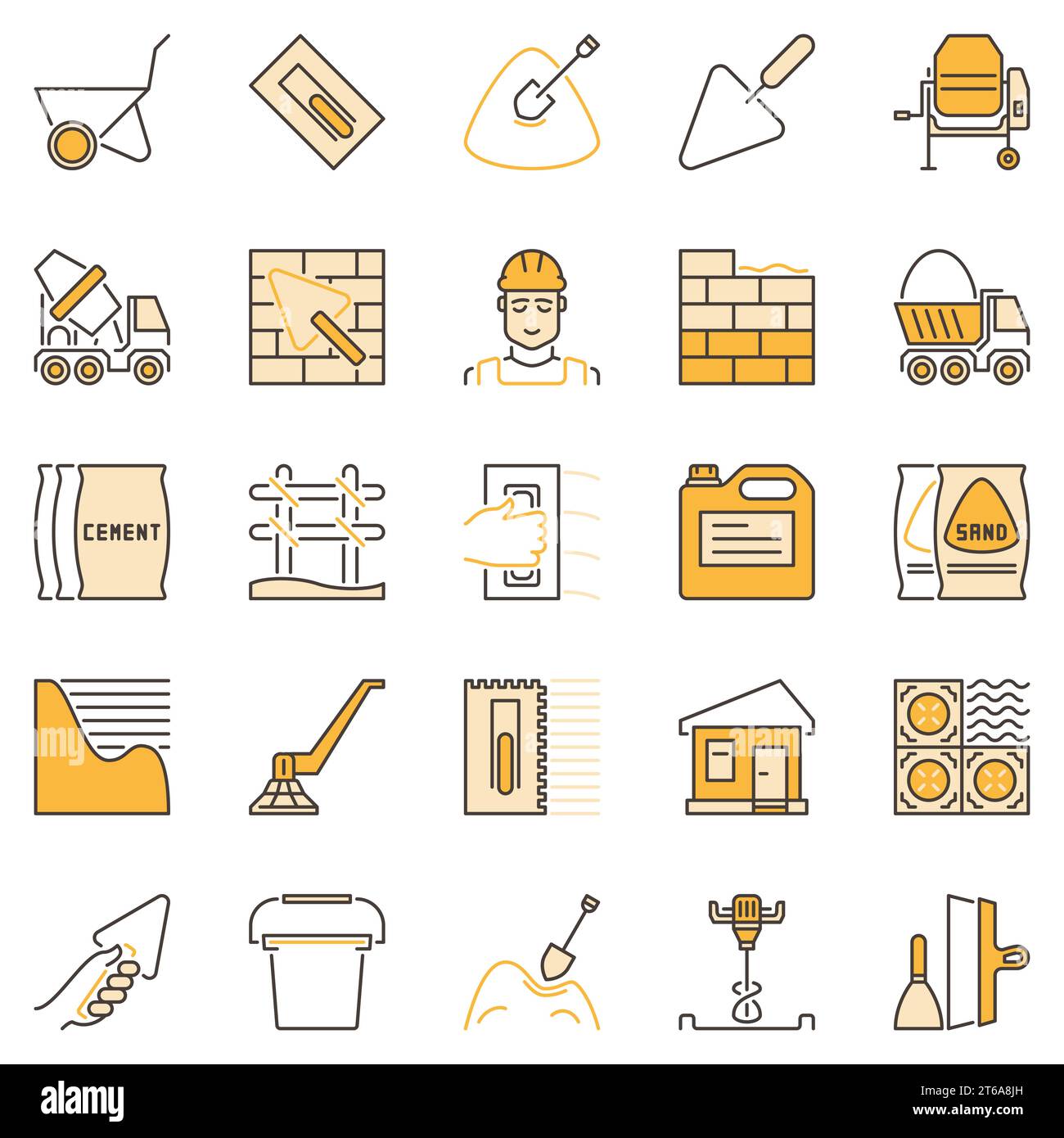 Concrete and Cement colored icons - vector construction creative signs ...