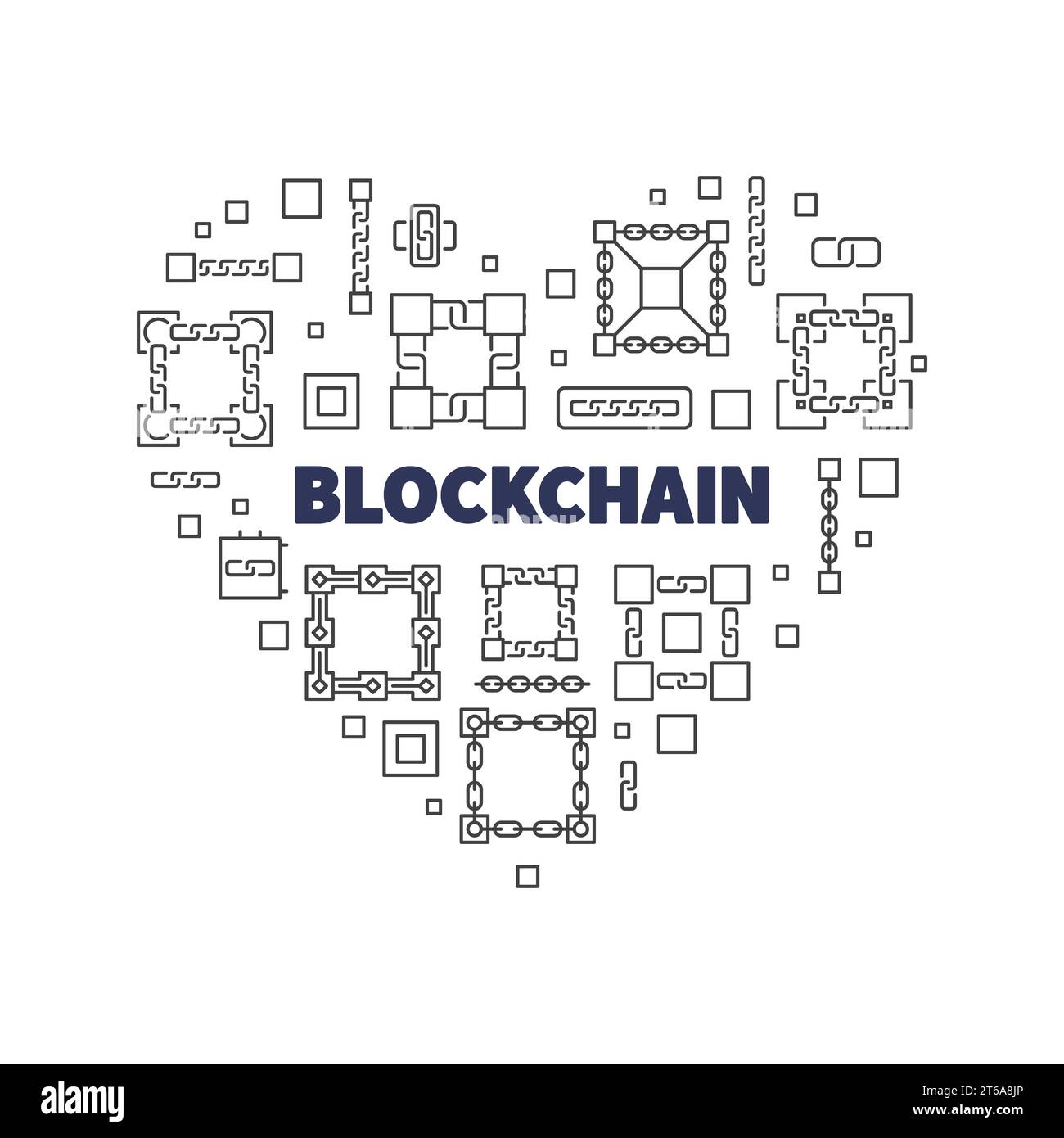 Block Chain line concept minimal heart shape banner. Blockchain ...