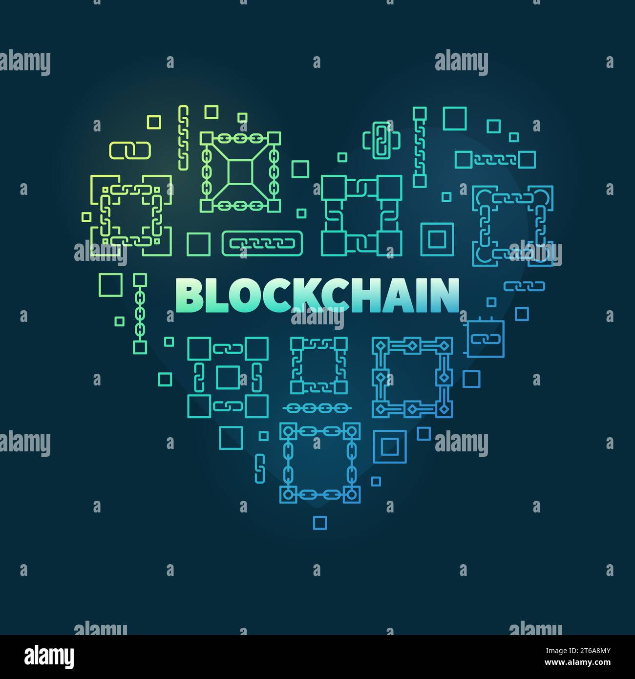 Block Chain line concept colored heart shape banner - Blockchain ...