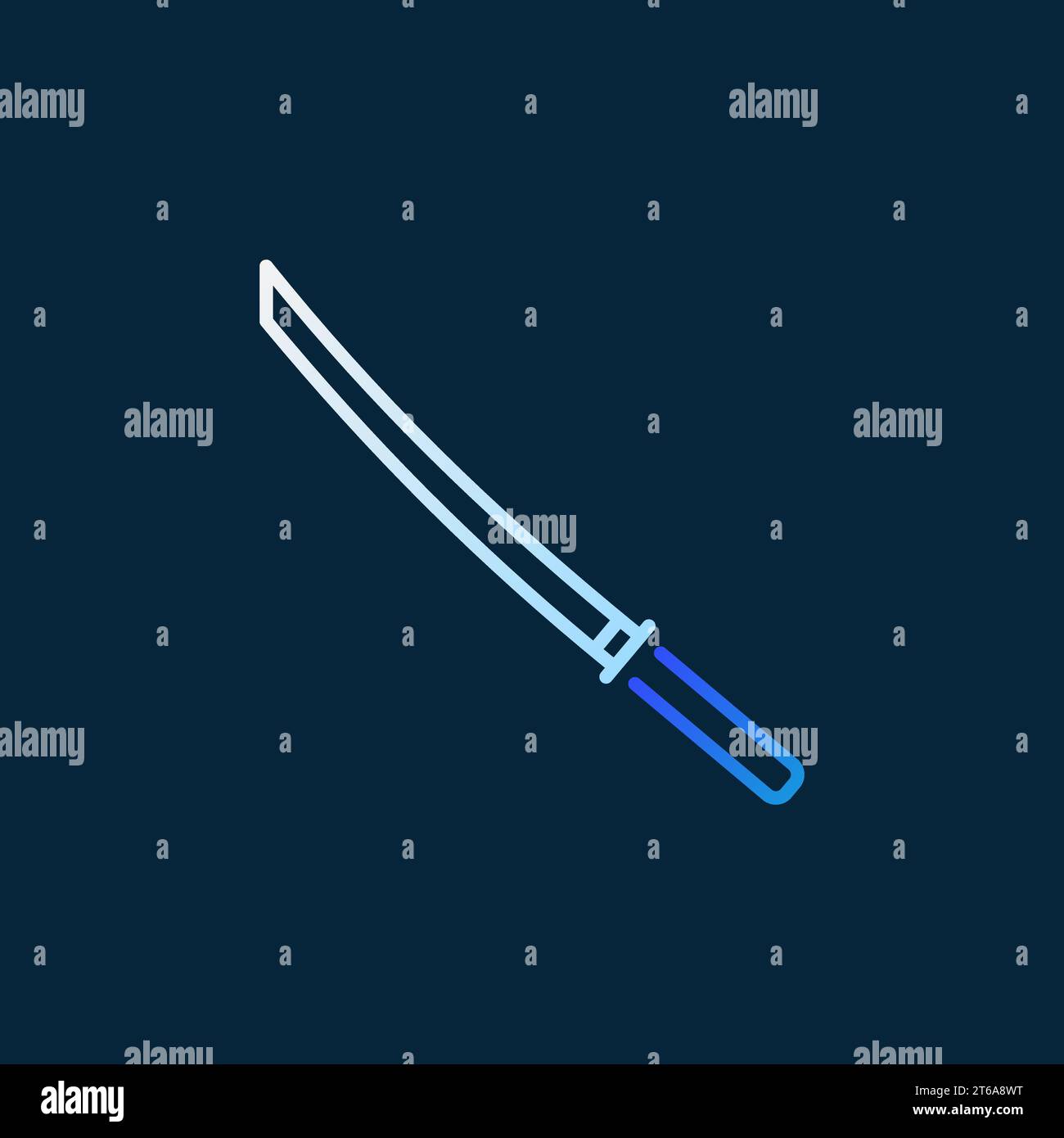 Samurai Sword - Japanese Katana outline vector colored icon on dark ...