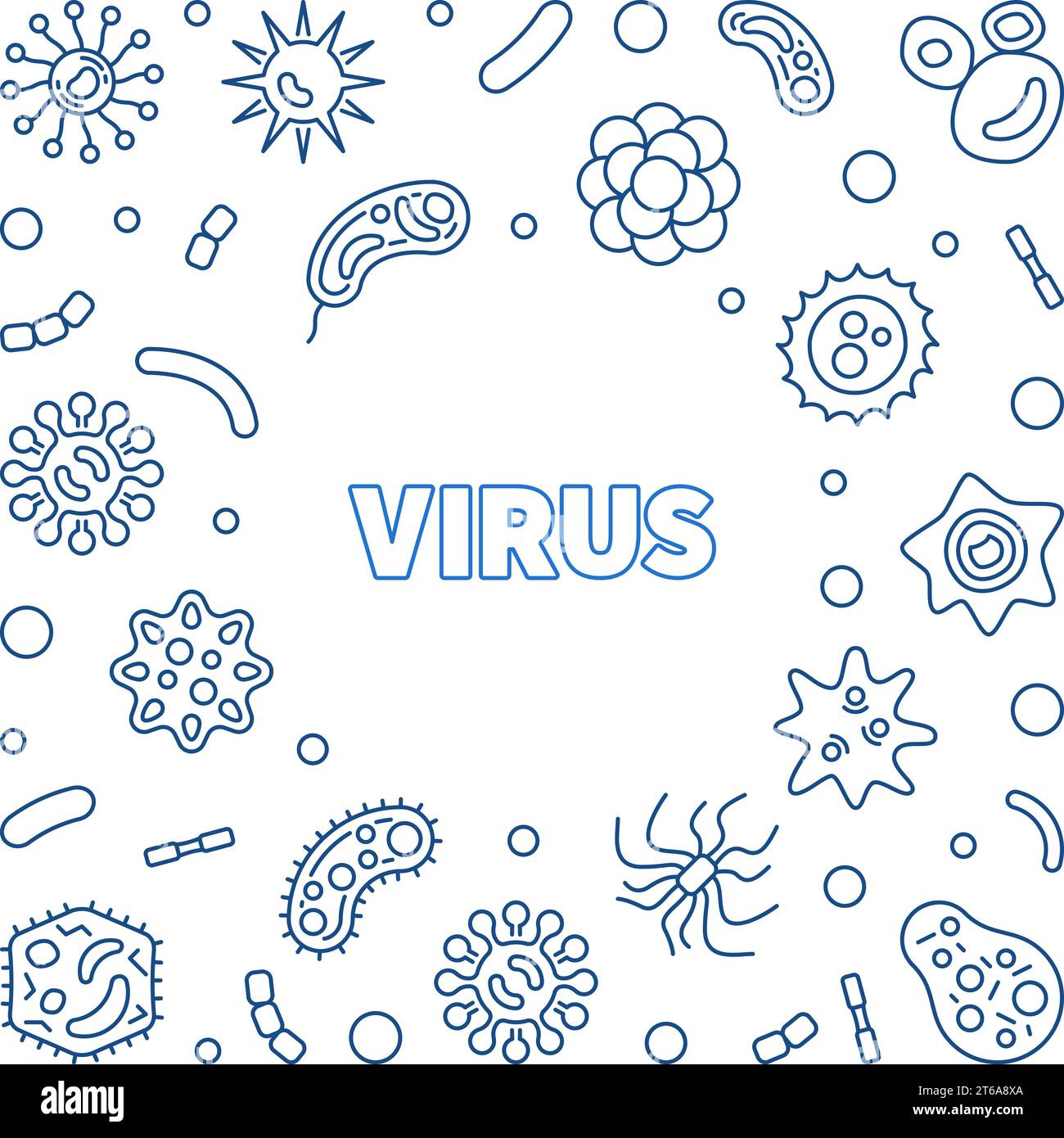 Vector Virus outline concept illustration or frame on white background ...