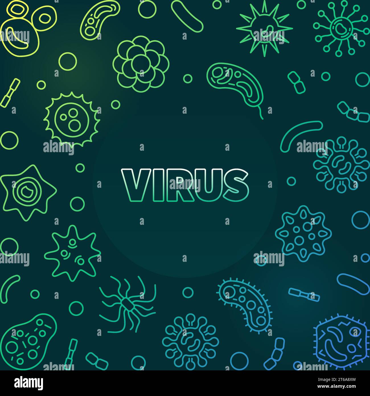 Virus colored frame made with outline viruses icons. Vector concept ...