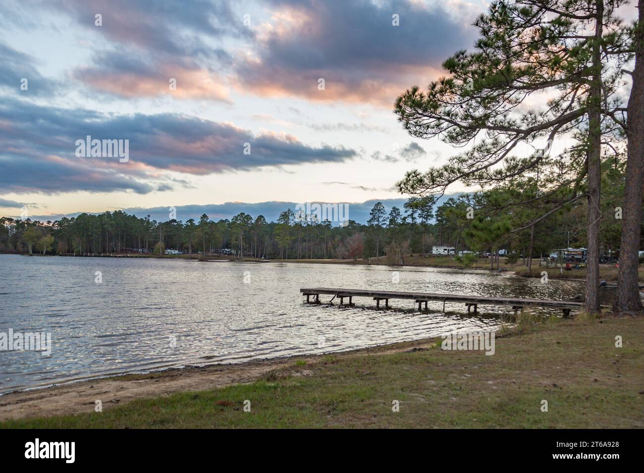 Campers on Geiger Lake in Paul B. Johnson State Park near Hattiesburg ...