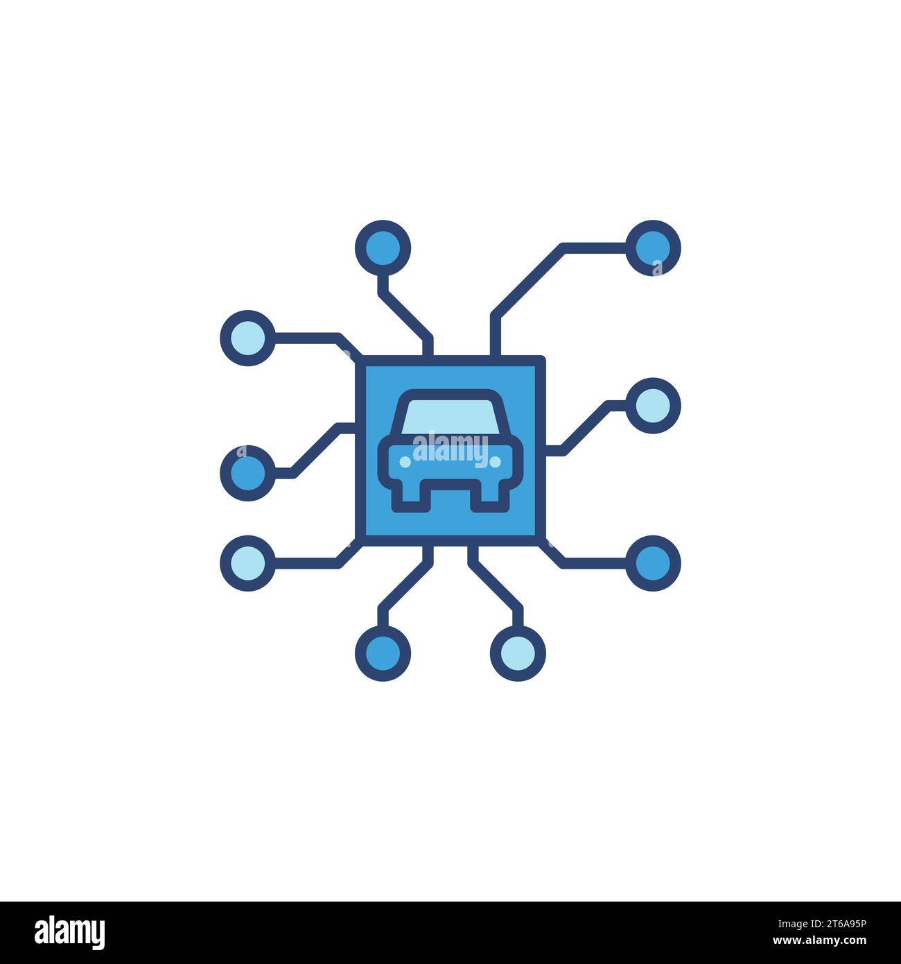 Autonomous Automobile Chip blue icon. Autopilot AI vector concept ...