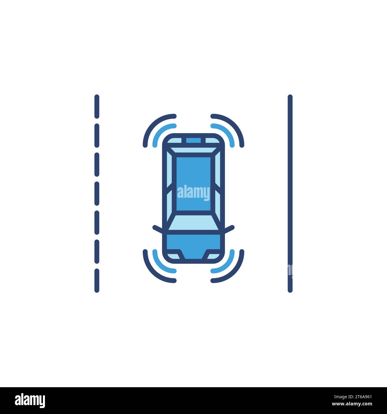 Autonomous Self-Driving Car on the street vector concept blue icon or ...