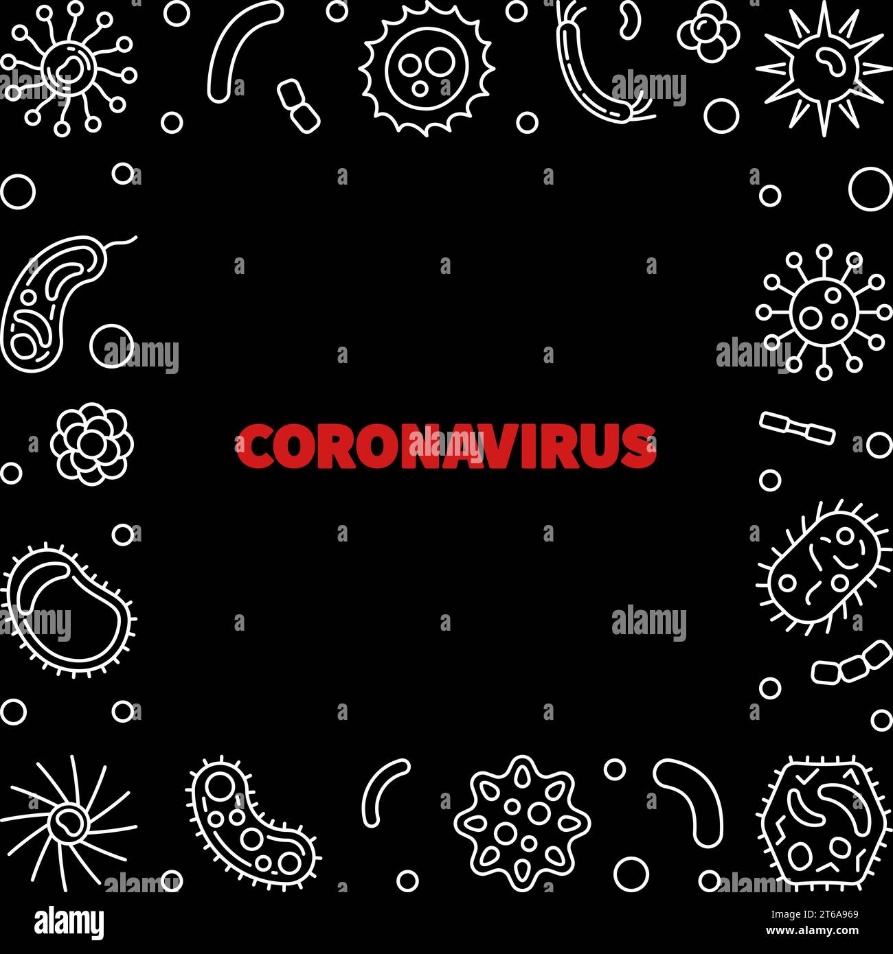Vector Coronavirus virus concept frame or illustration with black ...