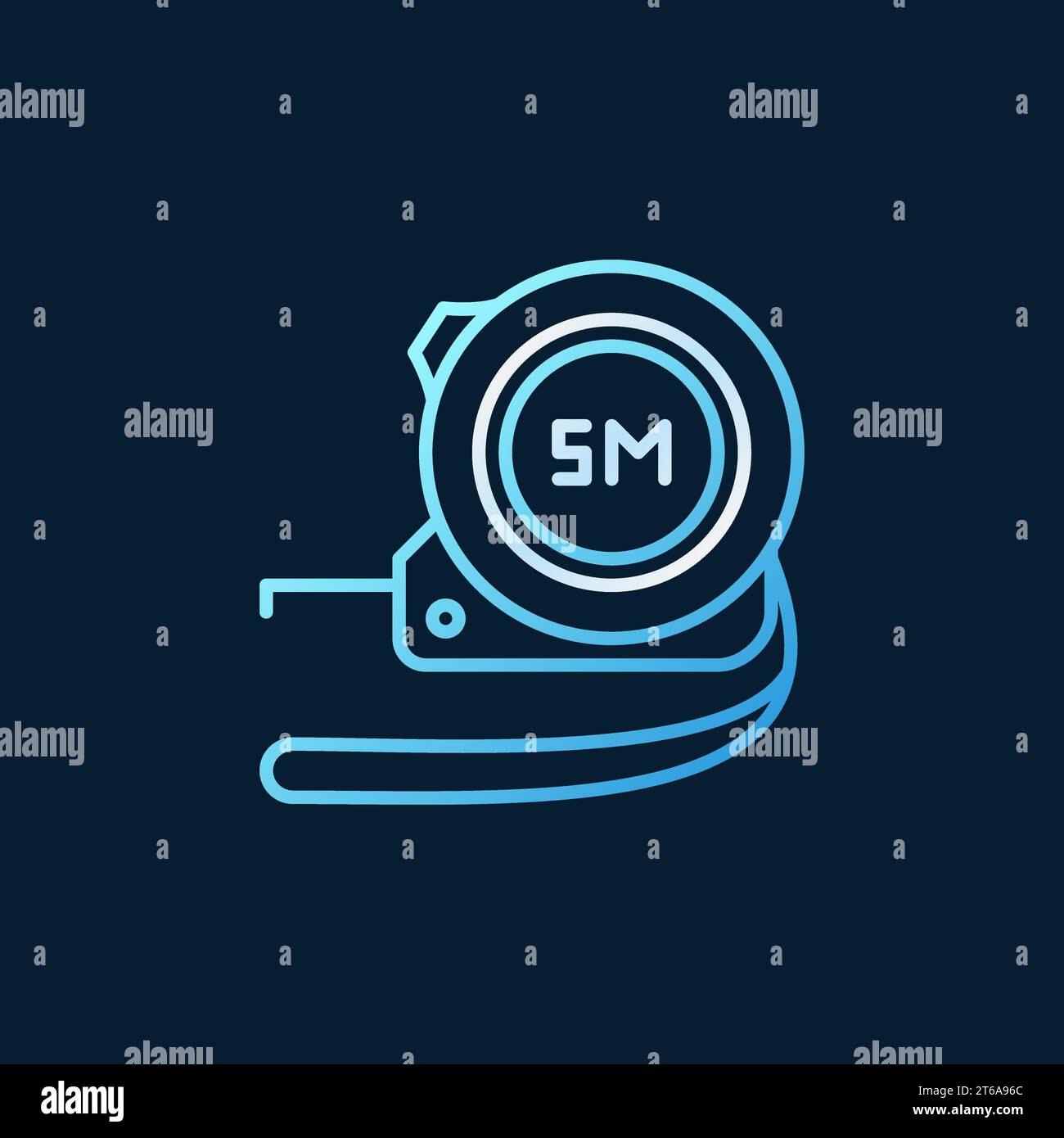 Vector measuring tape blue linear icon or logo on dark background Stock ...