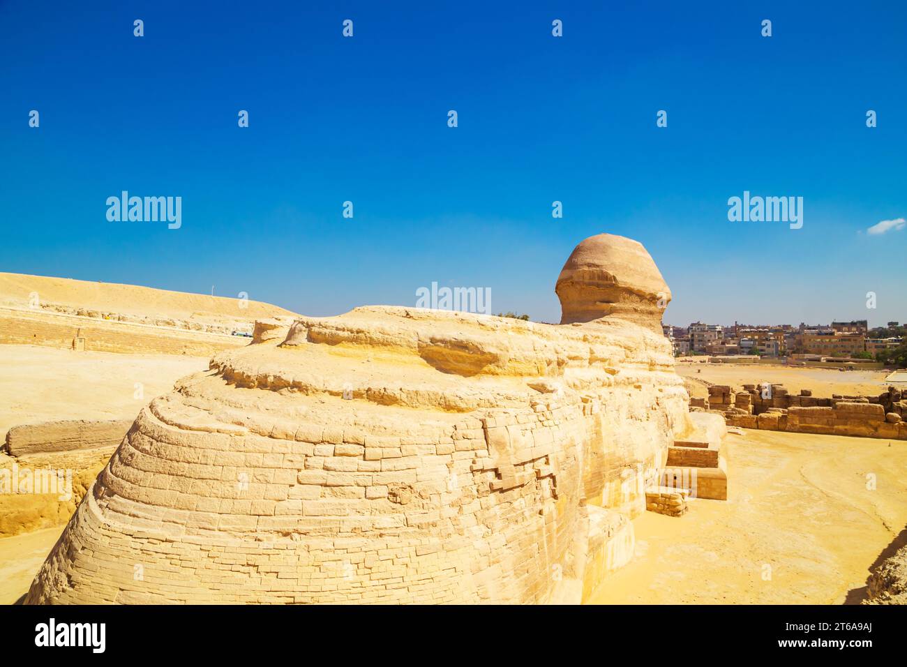 The Great Sphinx with Giza in the background. Back view. Giza, Egypt ...